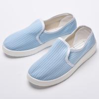 China Antistatic ESD Cleanroom PVC Dustproof Shoes 35-46 Size White Blue Stripe for sale