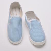 China Antistatic ESD Cleanroom PVC Dustproof Shoes 35-46 Size White Blue Stripe for sale