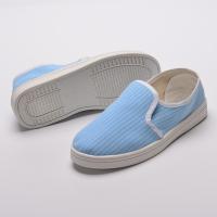 China Antistatic ESD Cleanroom PVC Dustproof Shoes 35-46 Size White Blue Stripe for sale