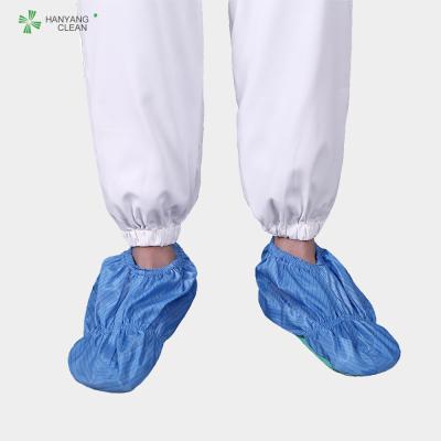 China ESD Anti Static Cleanroom Shoe Cover PVC Soft Sole Blue Size 35-46 Reusable for sale