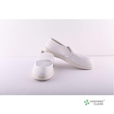 China White PVC Leather ESD Safety Shoes H-3505 with 10^6-10^7 Ohm Resistance for Cleanroom Protection for sale