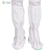 China Blue Stripe Antistatic ESD Cleanroom Booties Anti Slip PVC Safety Soft Sole Long Boots Size 35-50 for sale