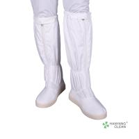 China Autoclavable ESD Safety Boots White PVC Sole Elastic Hem Cleanroom Footwear Size 35-50 for sale