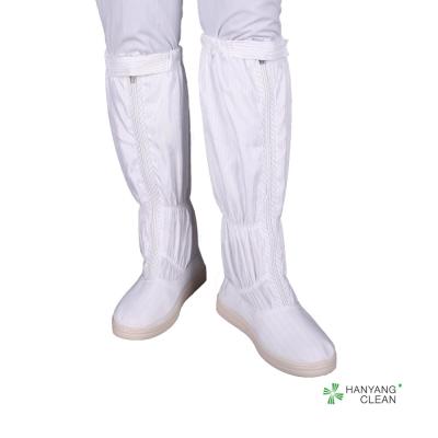 China Autoclavable ESD Safety Boots White PVC Sole Elastic Hem Cleanroom Footwear Size 35-50 for sale