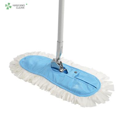 China ESD Antistatic Microfiber 304 Stainless Steel Cleanroom Mop 45cm 130cm for sale