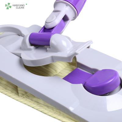 China SS304 Cleanroom ESD Mop 125cm Handle 52x15cm Head Easy Disassembly Microfiber for sale
