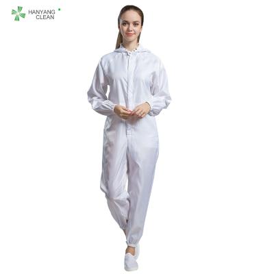 China Anti Static ESD Cleanroom Overall with Hood - 0.36kg Unisex Dust-Free Coverall for Class 1000+ Environments for sale