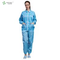 China ESD Anti Static Cleanroom Jacket and Pants Autoclaved Sterilization Blue 108gsm for sale