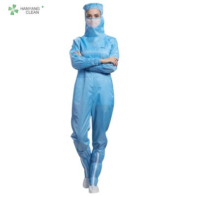 China ESD Anti Static Cleanroom Overalls 100D Yarn with Hoods for Pharmaceutical Class 100 for sale
