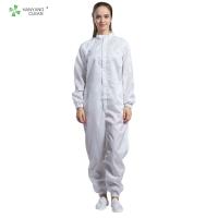 China Anti Static ESD Reusable Workwear White Color with Pen Pocket Conductive Fiber for Cleanroom for sale