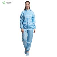 China Clean Room ESD Workwear Anti Static Garments Washable Autoclavable Blue 108 GSM for sale