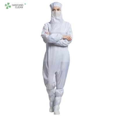 China White Clean Room Garment with Hood Pen Holder for Class 1000 108gsm Polyester for sale