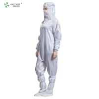 China White Clean Room Garment with Hood Pen Holder for Class 1000 108gsm Polyester for sale