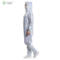 China White Clean Room Garment with Hood Pen Holder for Class 1000 108gsm Polyester for sale