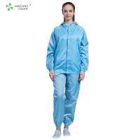 China ESD Antistatic Reusable Cleanroom Coverall Jacket and Pants with Hood for Class 1000 ISO 5 for sale