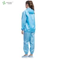 China ESD Antistatic Reusable Cleanroom Coverall Jacket and Pants with Hood for Class 1000 ISO 5 for sale