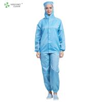 China ESD Antistatic Reusable Cleanroom Coverall Jacket and Pants with Hood for Class 1000 ISO 5 for sale