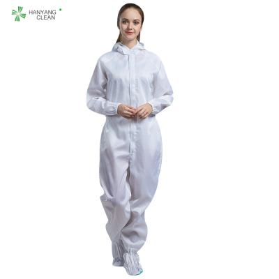China ESD Sterilized Reusable Anti Static Coverall with Hood and Shoes for Class 100 Cleanroom for sale