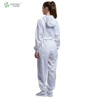 China ESD Conductive Fiber Coverall with Hood Boots for Class 100 Cleanroom 108gsm for sale