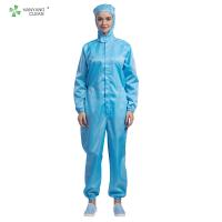 China Unisex ESD Autoclavable Clean Room Coverall Blue 108 GSM ISO9001 for sale