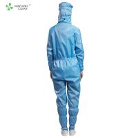 China ESD Antistatic Sterilized Dust-Free Coverall Blue with Hood Mask Class 100 Cleanroom for sale