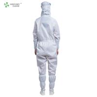 China Side Open Hooded Class 100 Clean Room Coverall with Mask Antistatic ESD 98% Polyester 2% Conductive Fiber for sale
