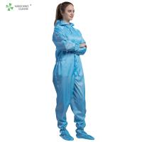 China Anti-Static ESD Autoclavable Cleanroom Blue Hooded Coverall with Shoe Covers - 0.36kg Set Weight, Class 100 Protection for sale