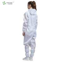 China Autoclavable ESD Clean Room Hooded Coverall Garment White 0.36kg with 10E6-10E9 Surface Resistance for sale