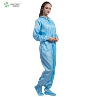 China 98% Polyester Fiber Hooded Anti Static Coverall with Boots Reusable ESD Gown for SMT Workshop Class 100 for sale