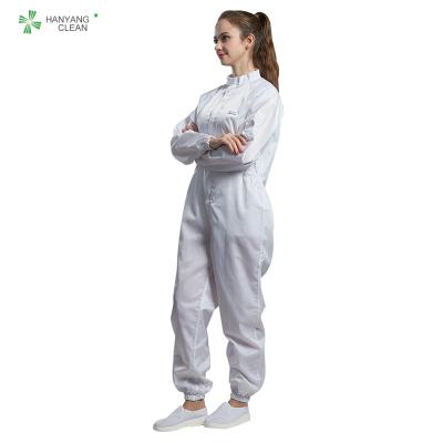 China ESD Clean Room Coveralls with 2% Conductive Fiber - 0.36kg Set Weight, 92-95% Particle Barrier Efficiency for SMT Workshops for sale