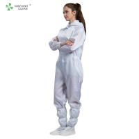 China Clean Room Hooded Overall White Carbon Fiber Antistatic ESD Garment S-5XL for sale