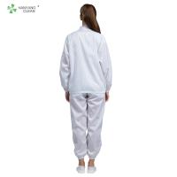 China Cleanroom ESD Antistatic White Autoclavable Garment 108gsm Surface Resistance 10E6-10E9 for sale