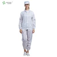 China Cleanroom ESD Antistatic White Autoclavable Garment 108gsm Surface Resistance 10E6-10E9 for sale