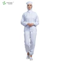 China ESD Cleanroom Gown 98% Polyester 2% Conductive Fiber Anti Static Work Uniform for Food Industry for sale