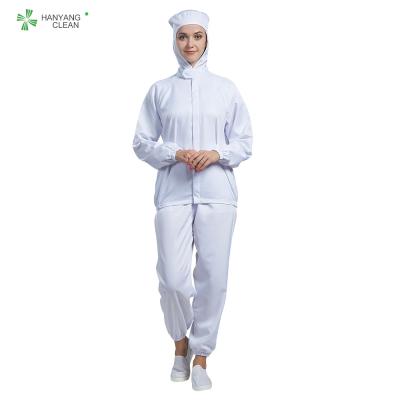 China ESD Cleanroom Gown 98% Polyester 2% Conductive Fiber Anti Static Work Uniform for Food Industry for sale