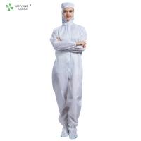 China ESD Antistatic Autoclave Sterilized Cleanroom Coverall with Hood White 108gsm for Pharmaceutical Industry for sale