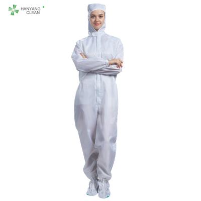 China ESD Antistatic Autoclave Sterilized Cleanroom Coverall with Hood White 108gsm for Pharmaceutical Industry for sale