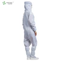 China Cleanroom ESD Anti-Static Coverall with Hood and Shoe Covers 108 GSM White for sale