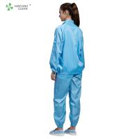 China Cleanroom ESD Anti-static Jacket and Pants Blue Conductive Fiber Dust-proof Lint Free for Class 1000 for sale