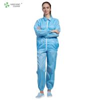 China Cleanroom ESD Anti-static Jacket and Pants Blue Conductive Fiber Dust-proof Lint Free for Class 1000 for sale