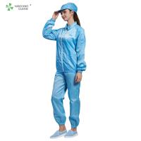 China Cleanroom ESD Anti-static Jacket and Pants Blue Conductive Fiber Dust-proof Lint Free for Class 1000 for sale