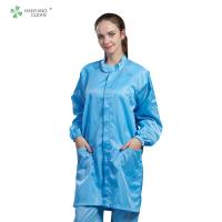 China Dust-Free Antistatic ESD Blue Lab Coat - 0.36kg Set with 92-95% Particle Barrier Efficiency for Cleanrooms for sale