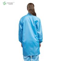 China Dust-Free Antistatic ESD Blue Lab Coat - 0.36kg Set with 92-95% Particle Barrier Efficiency for Cleanrooms for sale