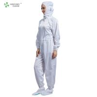 China ESD Antistatic Sterilized Hooded Coverall with 0.36kg Weight and 108g/m GSM for Class 1000 Cleanroom for sale
