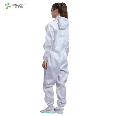 China ESD Antistatic Cleanroom Coverall with Boots and Hood 108gsm Surface Resistance 10E6-10E9 for sale
