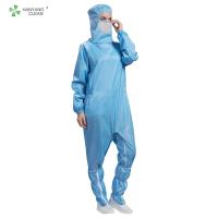 China Hooded Anti-Static Cleanroom Coverall with 0.36kg Weight and 92-95% Particle Barrier Efficiency for sale