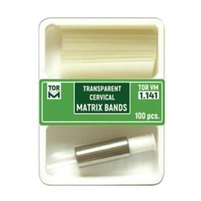 China TOR VM 1.141 Transparent Cervical Matrix Bands 10x37mm Dental Restorative Materials with 1 Year Shelf Life and Stopper for sale