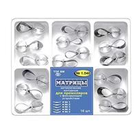 China Medical Grade SS Dental Metal Contoured Matrices Matrix with Clamp for Molars 16pcs Instrument Classification Class II for sale