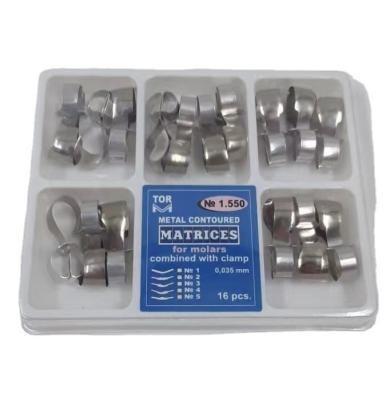 China Premolars 1.540 Metal Contoured Matrices Combined with Clamp 16pcs CE Certified for sale