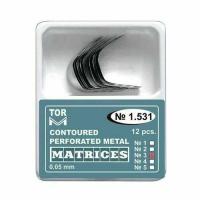China Steel TOR VM 1.531 Dental Metal Contoured Perforated Matrices Matrix Bands Large with Ledge 0.05mm 12 pcs/kit TOP BM for sale